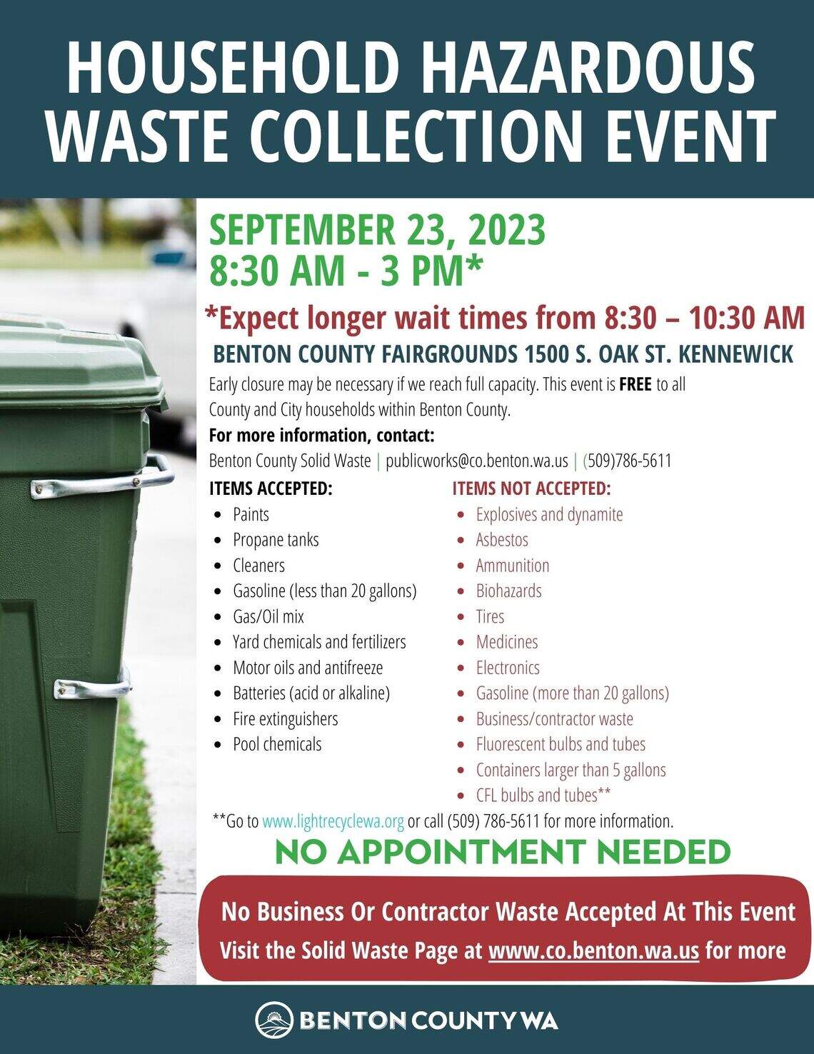 Benton County plans free free hazardous waste collection day | Tri-City ...